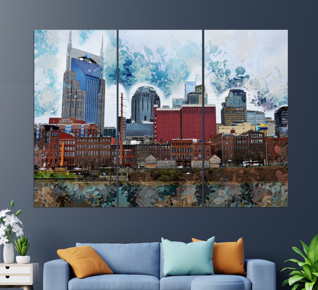 Abstract Nashville Canvas Print, Nashville Skyline, Nashville Painting ...