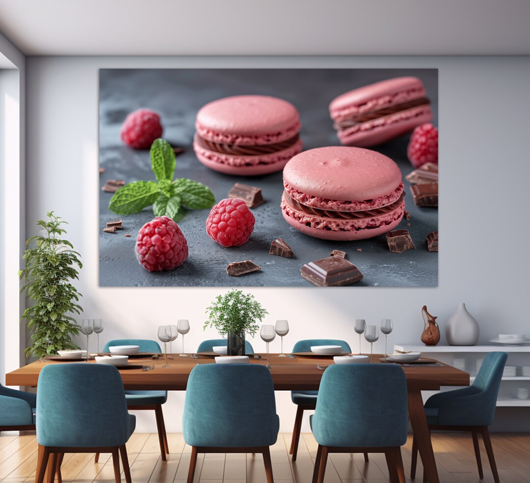 Raspberry Macarons Canvas Print, Sweets Wall Art, Sweet Tooth Gift ...