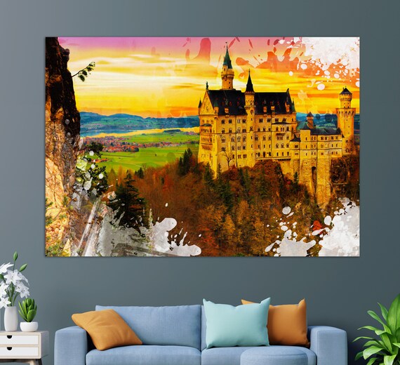 Neuschwanstein Castle Painting Neuschwanstein Canvas Print - Etsy