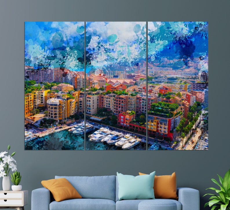 Monaco Wall Art Monaco Canvas Print Abstract Monaco | Etsy
