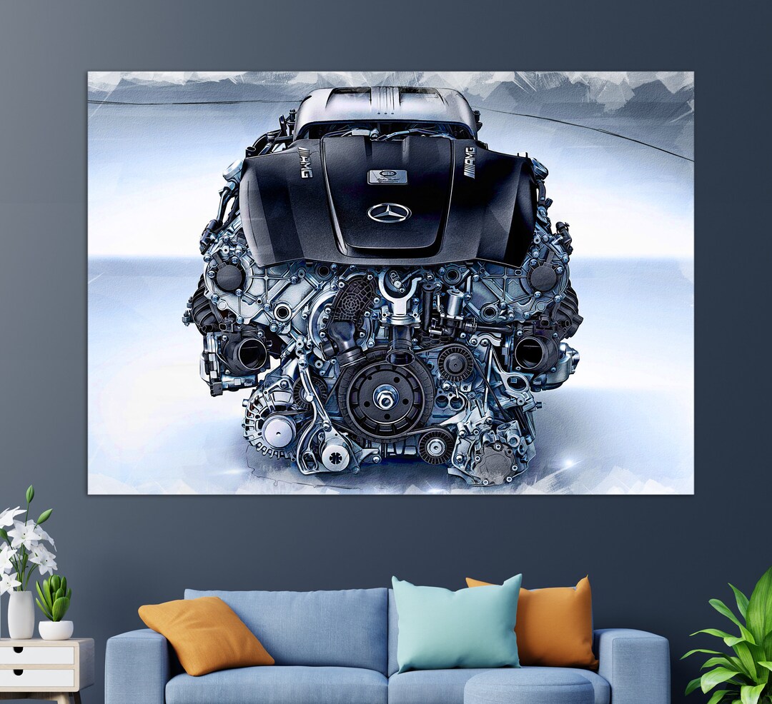 Mercedes-benz Twin-turbo V8 Engine Canvas Print, Engine Painting ...