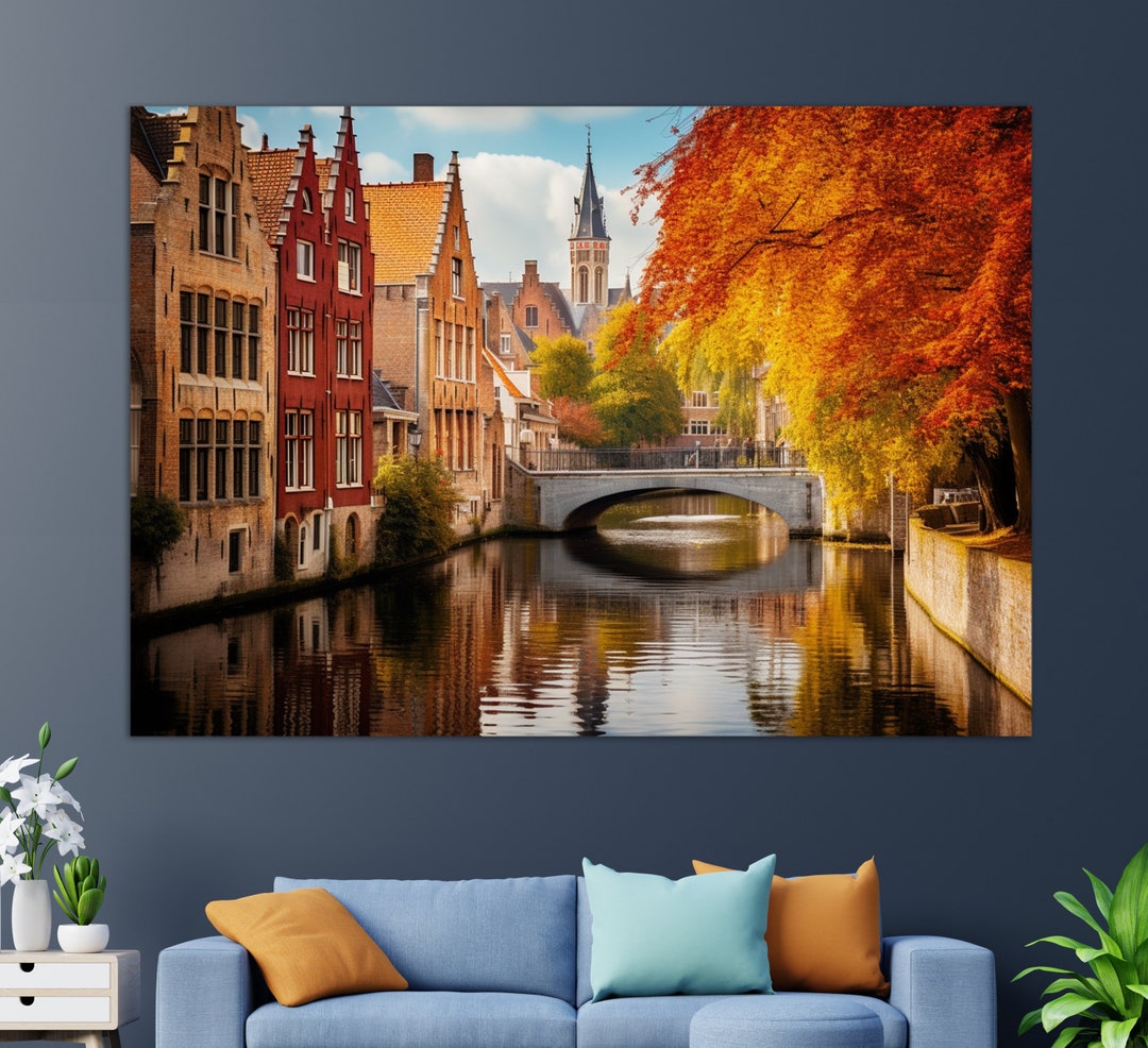 Autumn Bruges Wall Art, Bruges Painting, Bruges Canvas Print, Belgium ...
