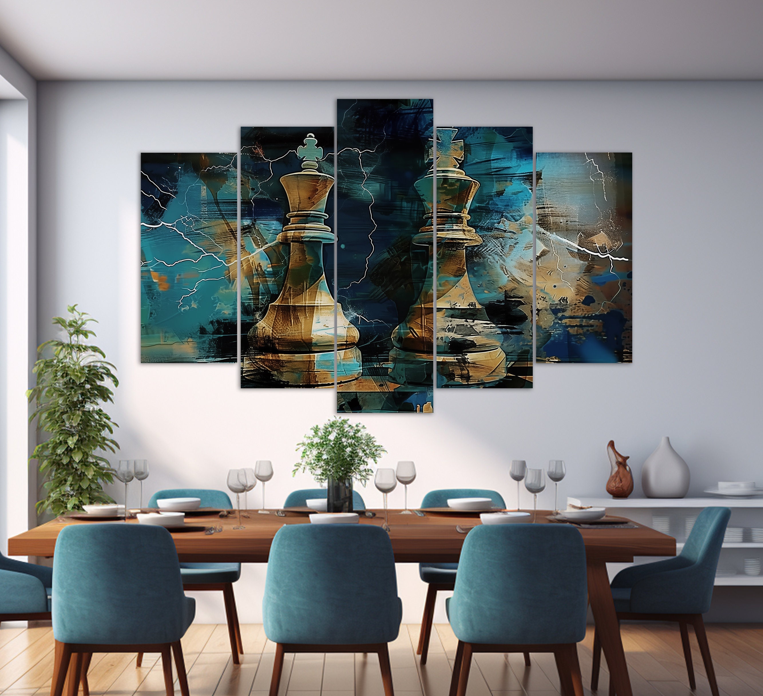 Chess Canvas Art, Chess Wall Art, Abstract Chess Painting, Chess Canvas ...