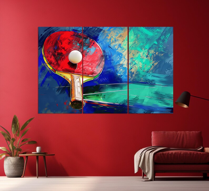 Abstract Table Tennis Canvas Print, Table Tennis Wall Art, Table Tennis ...