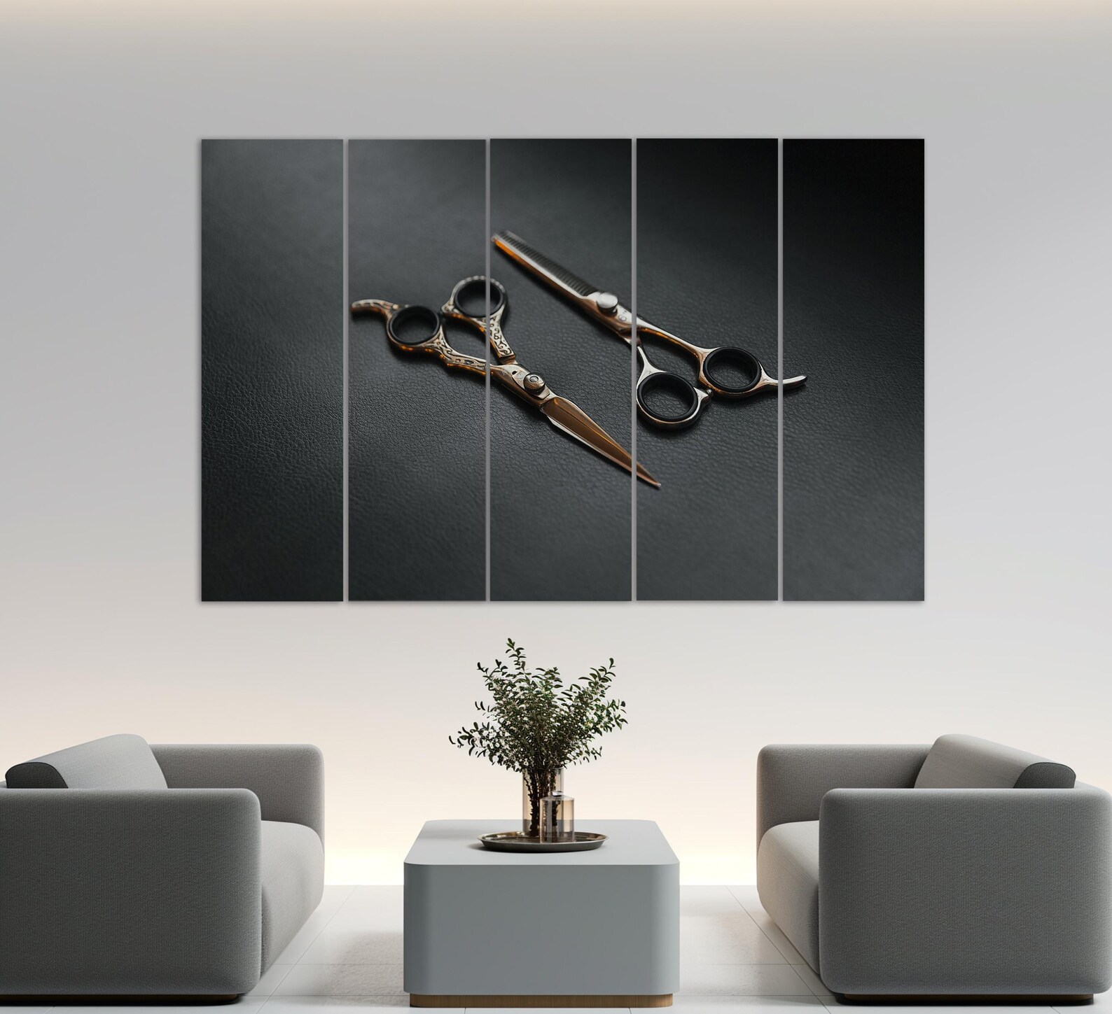 Minimalist Barbershop Wall Art, Barber Gift, Scissors Canvas Print ...