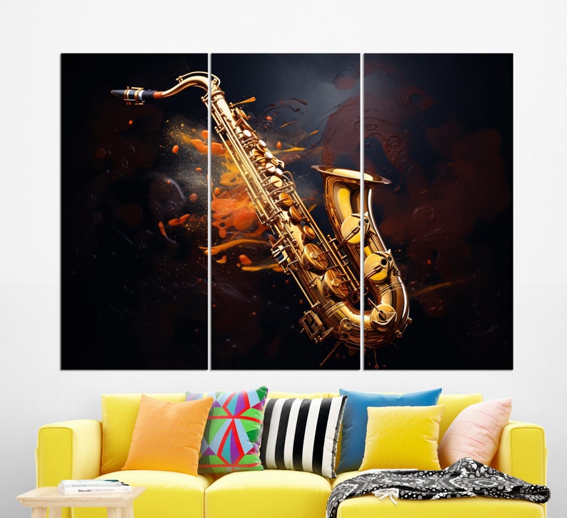 Abstract Saxophone Wall Art, Saxophone Canvas Print, Saxophone Painting ...
