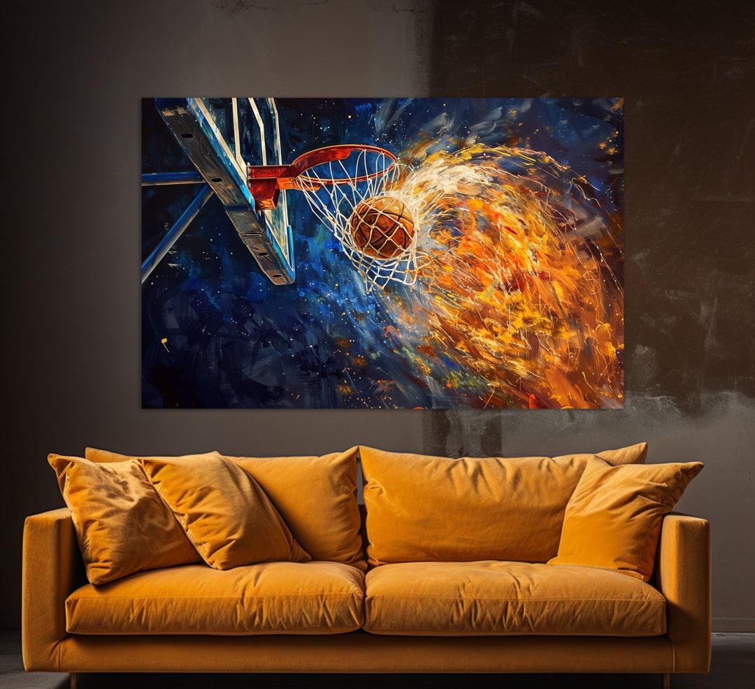 Basketball Wall Art, Abstract Basketball Hoop Canvas Print, Basketball ...