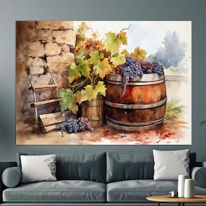 Wine Wall Art, Wine Barrel Painting Canvas Print, Abstract Wine ...