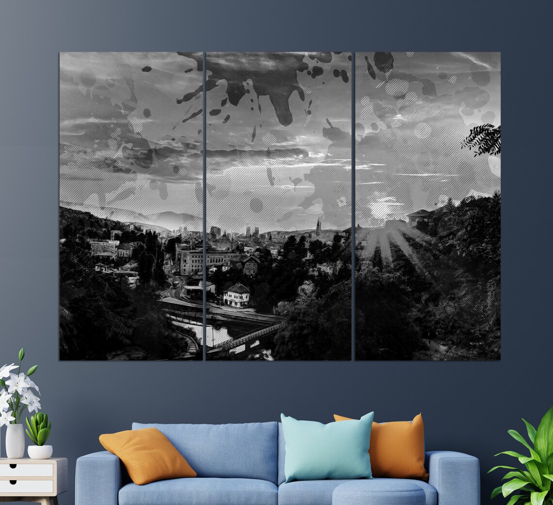 Sarajevo Canvas Print, Sarajevo Skyline, Sarajevo Wall Art, Sarajevo ...