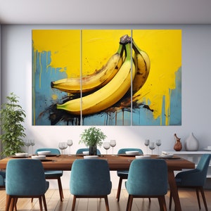 Bananas Canvas Print, Abstract Banana Painting, Fruits Wall Art ...