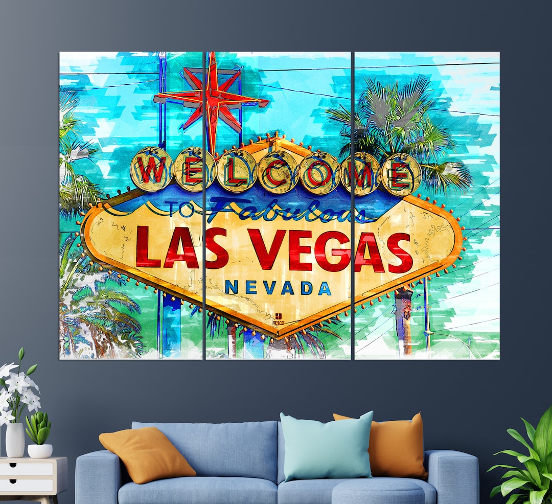 Welcome to Las Vegas Sign, Las Vegas Canvas Print, Las Vegas Painting ...