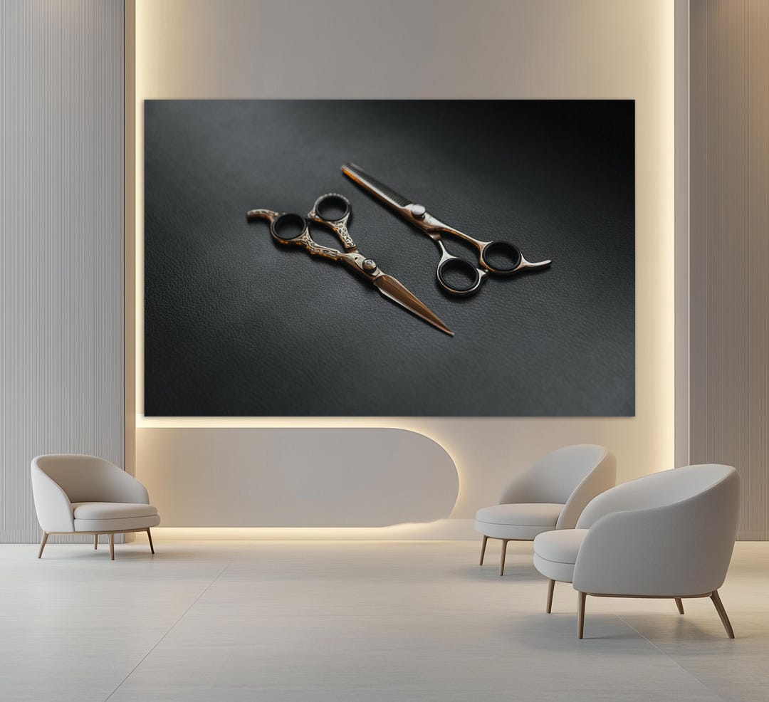Minimalist Barbershop Wall Art, Barber Gift, Scissors Canvas Print ...
