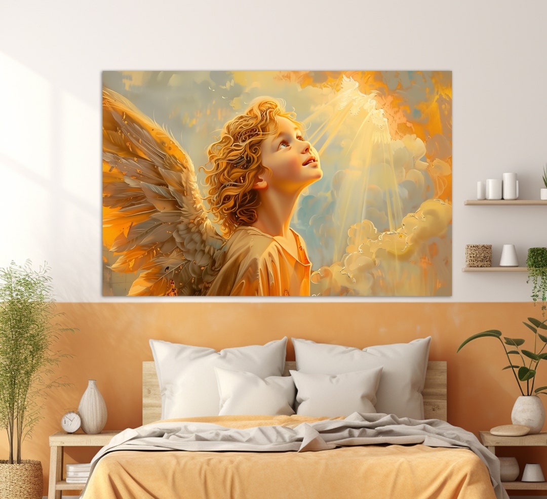 Beautiful Angel, Canvas Painting Angel, Wall Art Angel Poster Framed and Ready to Hang ...