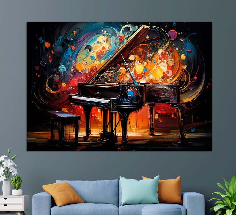 Impression abstraite sur toile piano à queue art mural piano - Etsy France