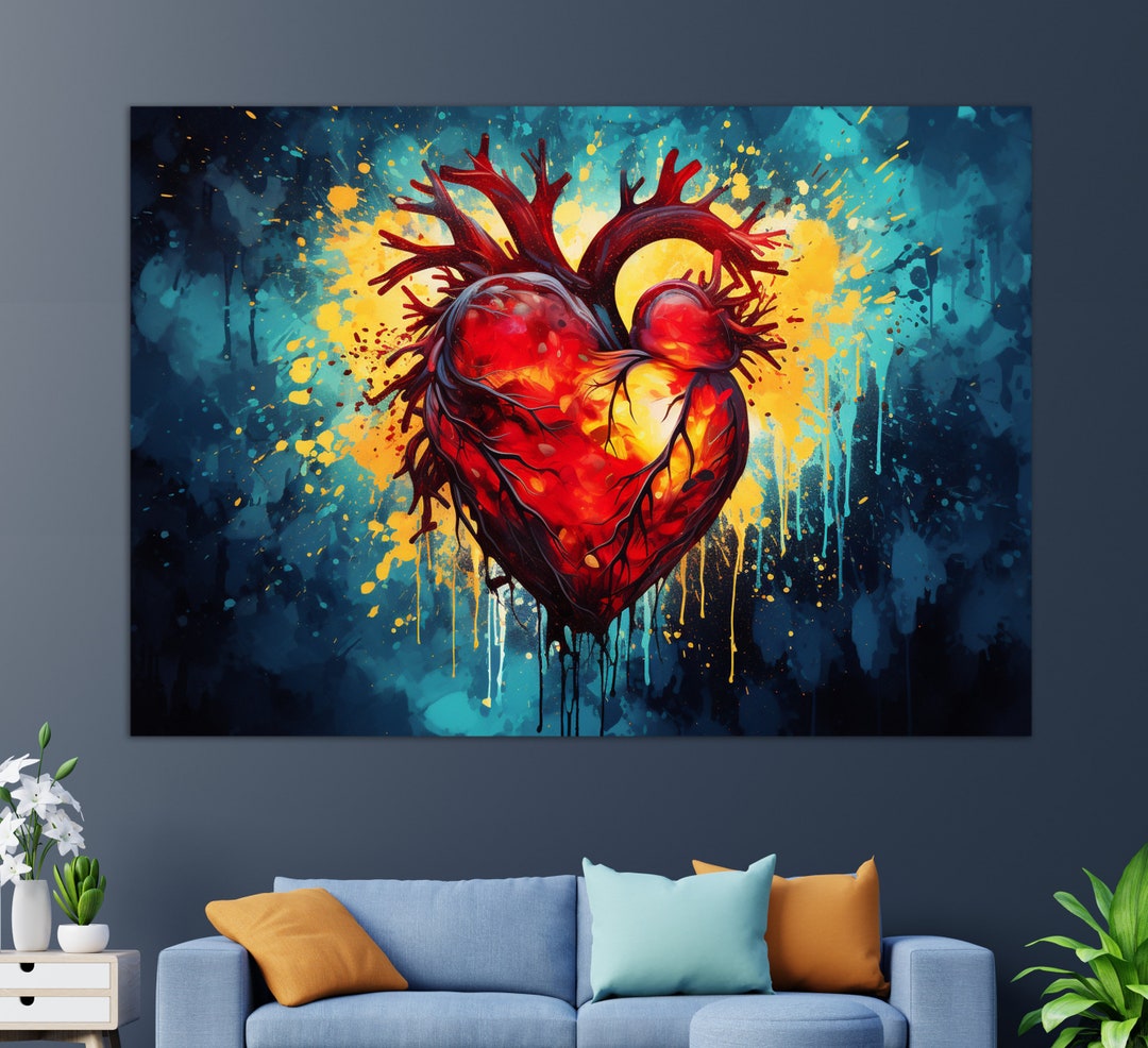 Human Heart Canvas Print, Cardiologist Office Decor, Hospital Wall ...