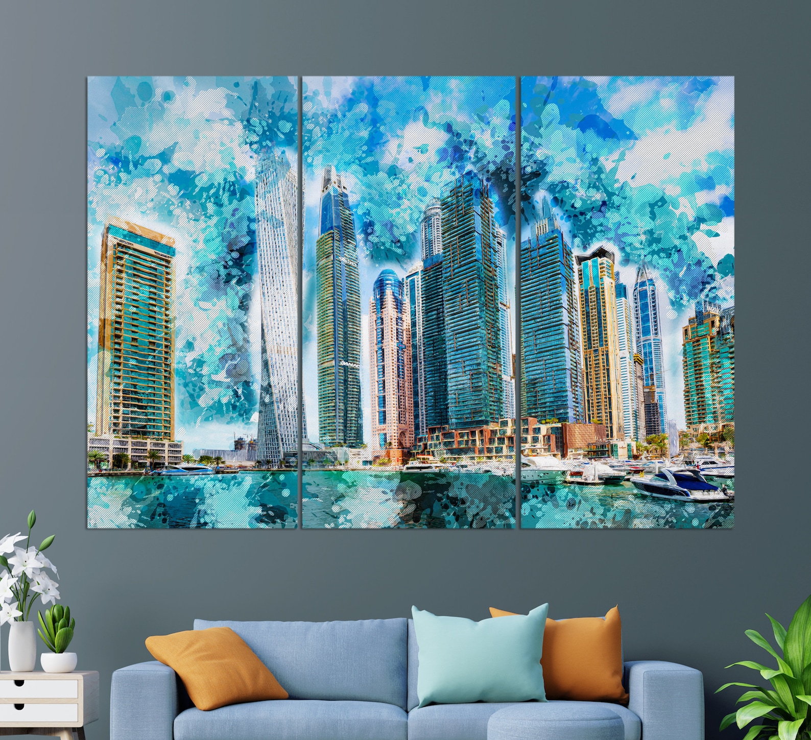 Dubai Wall Art, Dubai Canvas Print, Abstract Dubai Painting, United ...
