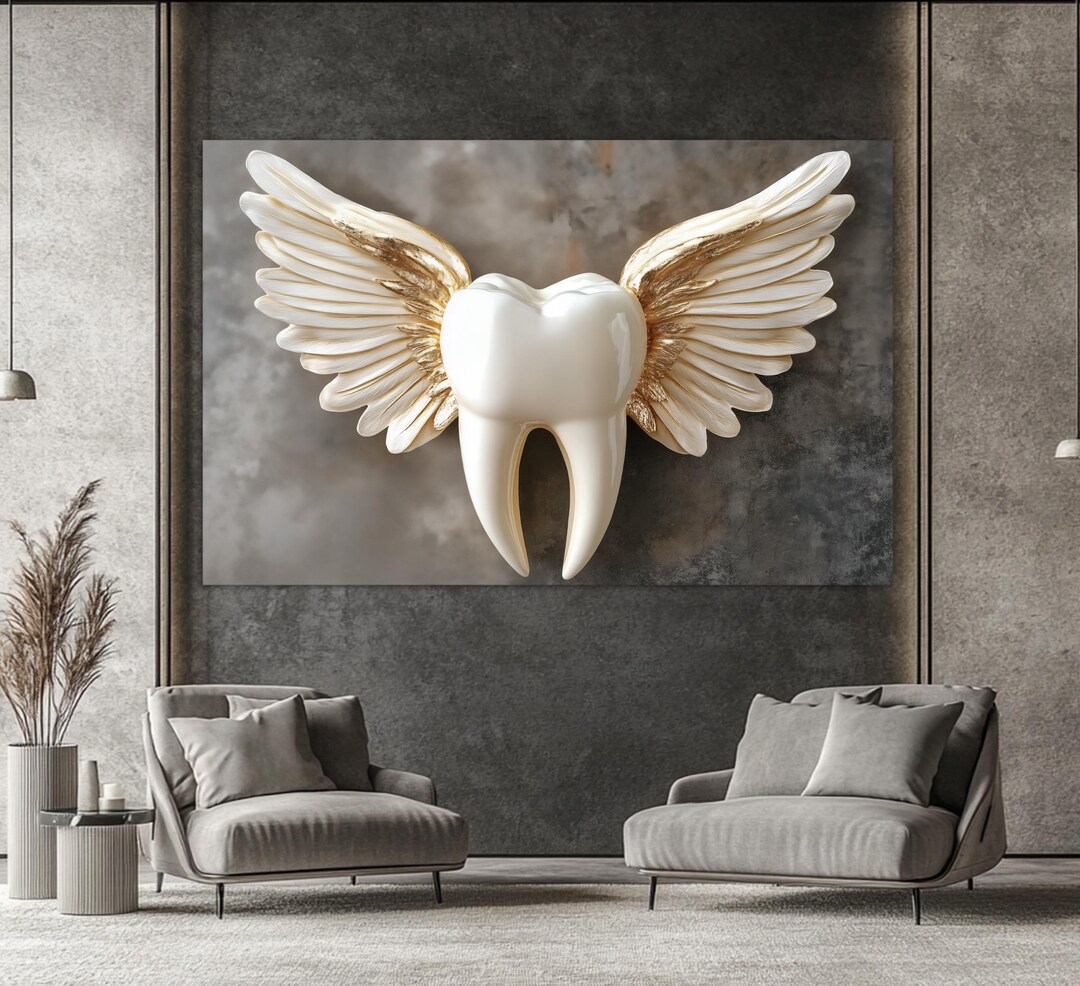 Tooth With Angel Wings Canvas Print, Dentistry Wall Art, Dental ...