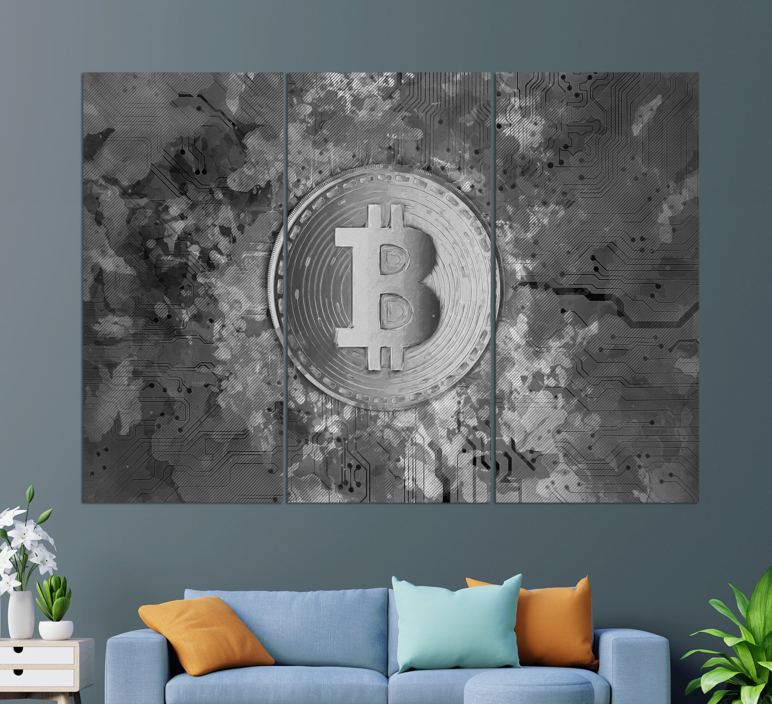Abstract Bitcoin Painting Bitcoin Canvas Print Bitcoin Wall - Etsy