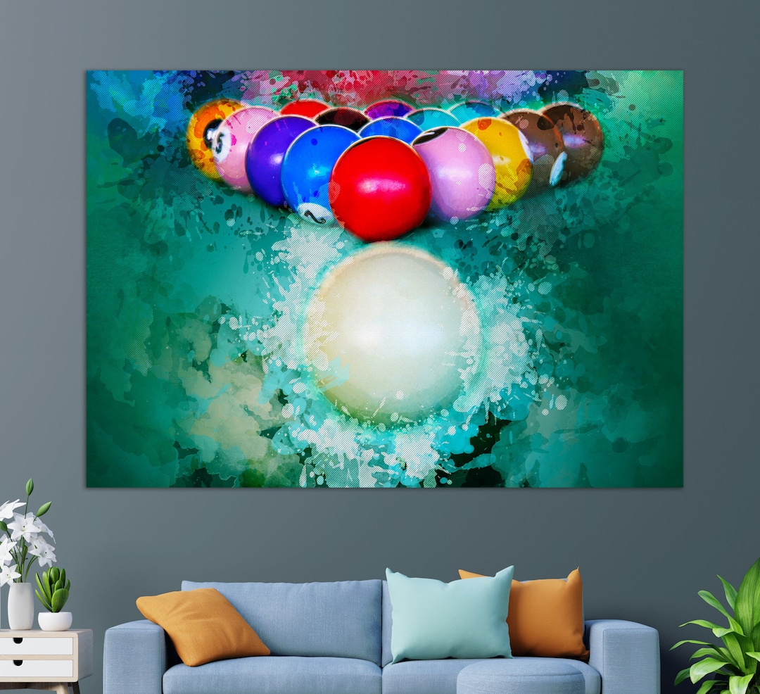 Billiards Abstract Canvas Art, Billiard Wall Art, Billiard Painting ...