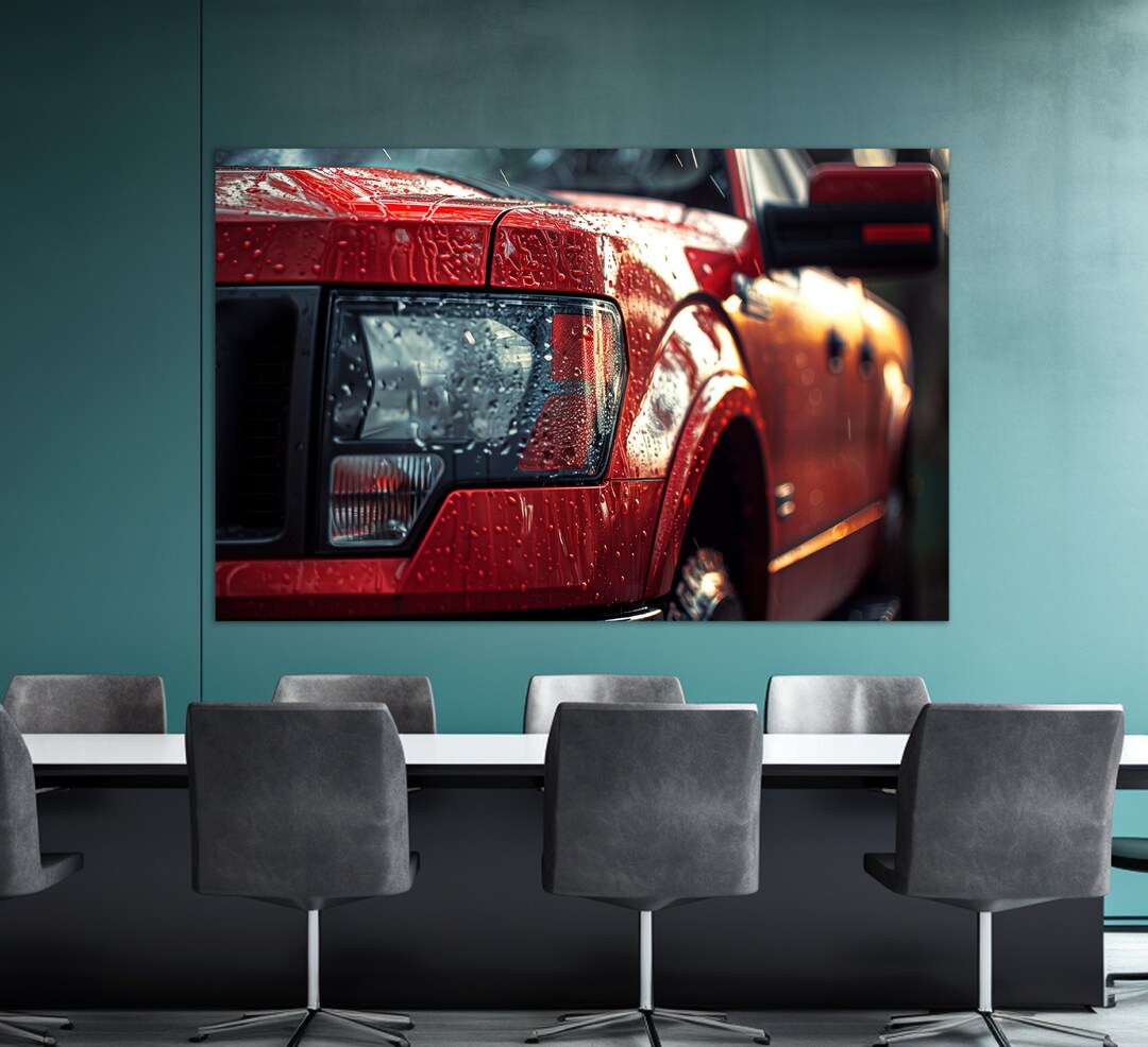 Ford F 150 Raptor Canvas Print, Ford Raptor Wall Art, Red Ford F 150 ...