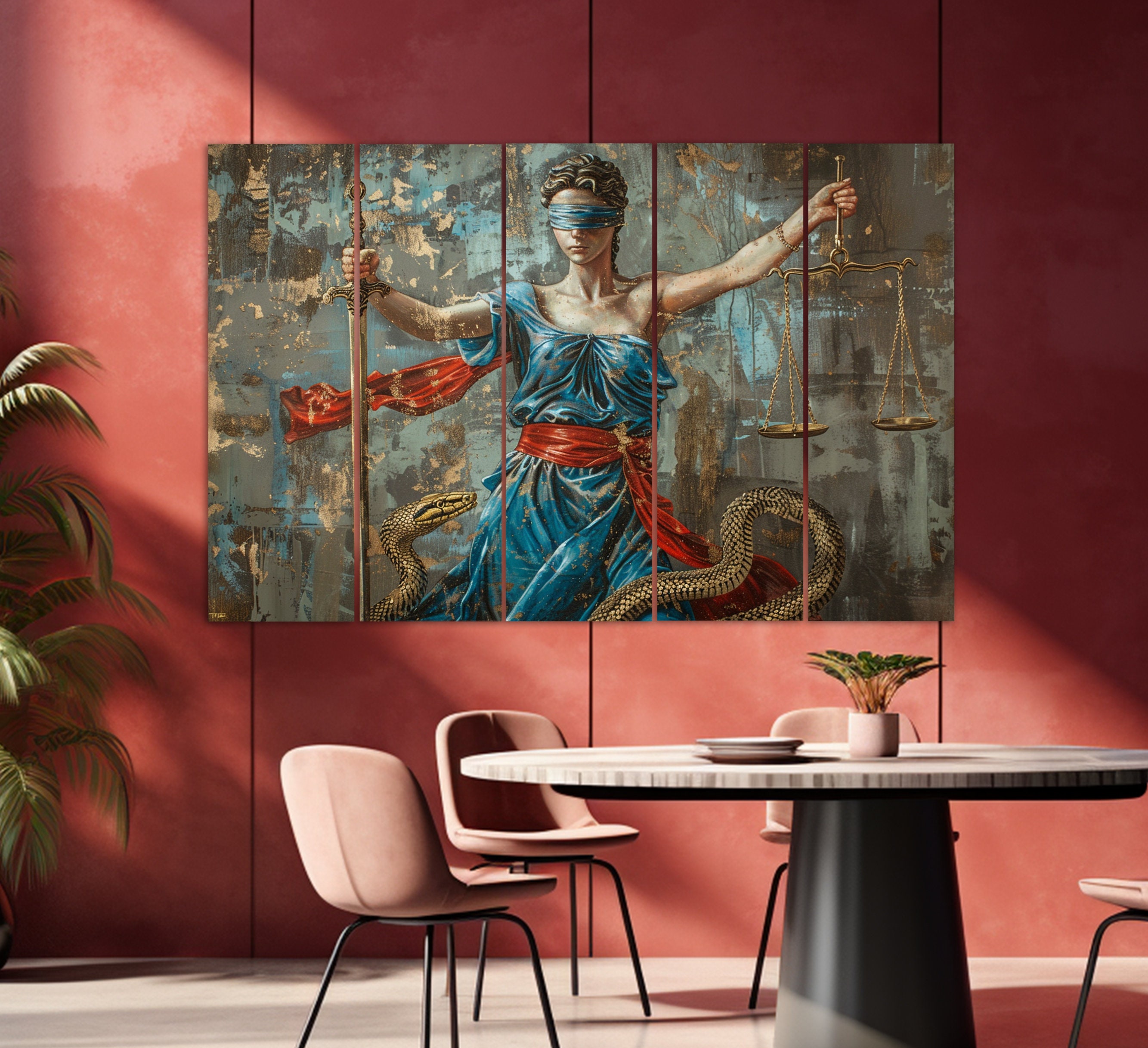 Lawyer Office Wall Decor, Lady Justice Canvas Print, Law Painting ...