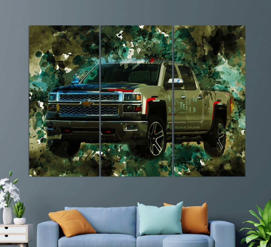 Chevrolet Silverado Canvas Print, Silverado Painting, Abstract ...