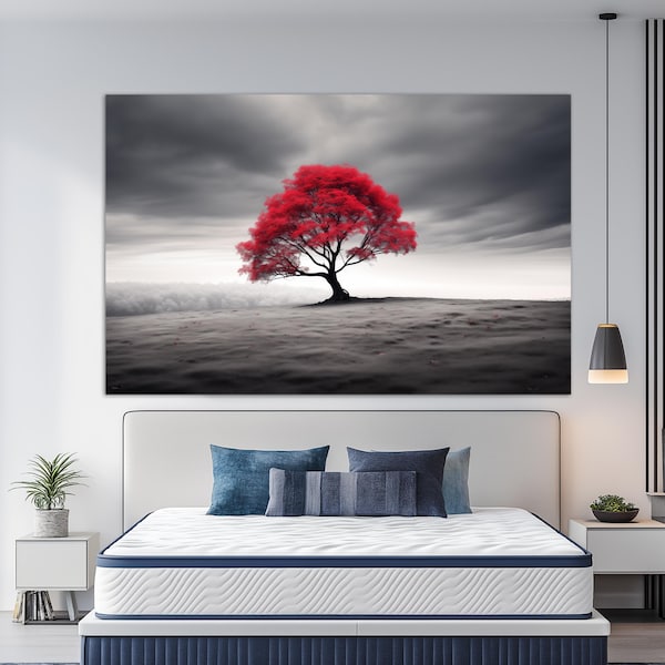 Red Tree Painting - Etsy