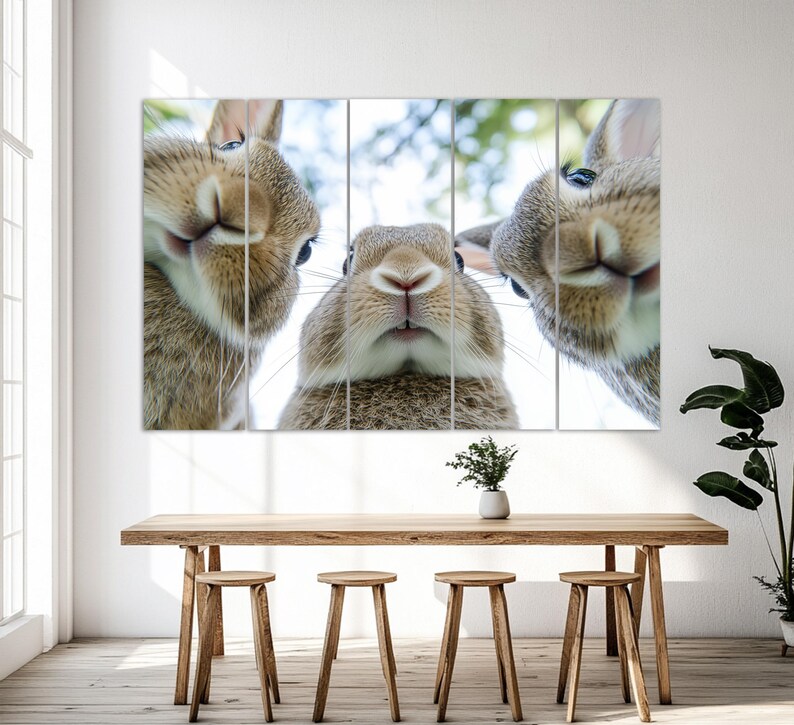 Cute Chubby Rabbits Selfie Canvas Print, Rabbits Wall Art, Nursery Wall ...