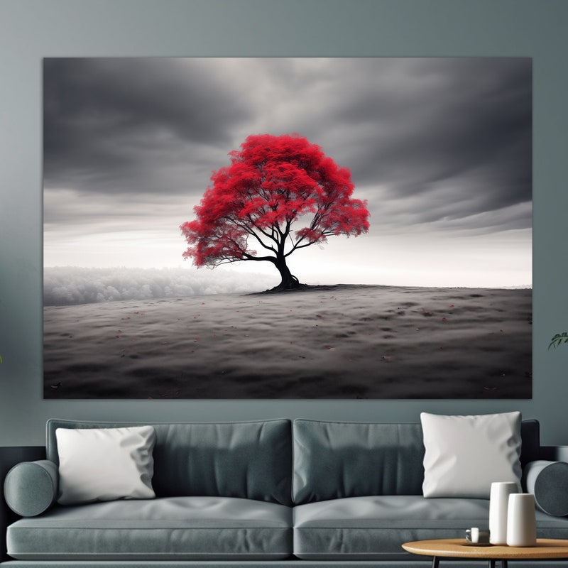 Red Tree Painting - Etsy