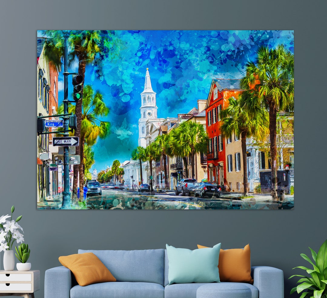 Charleston Downtown, Charleston Print, Charleston Canvas Art ...