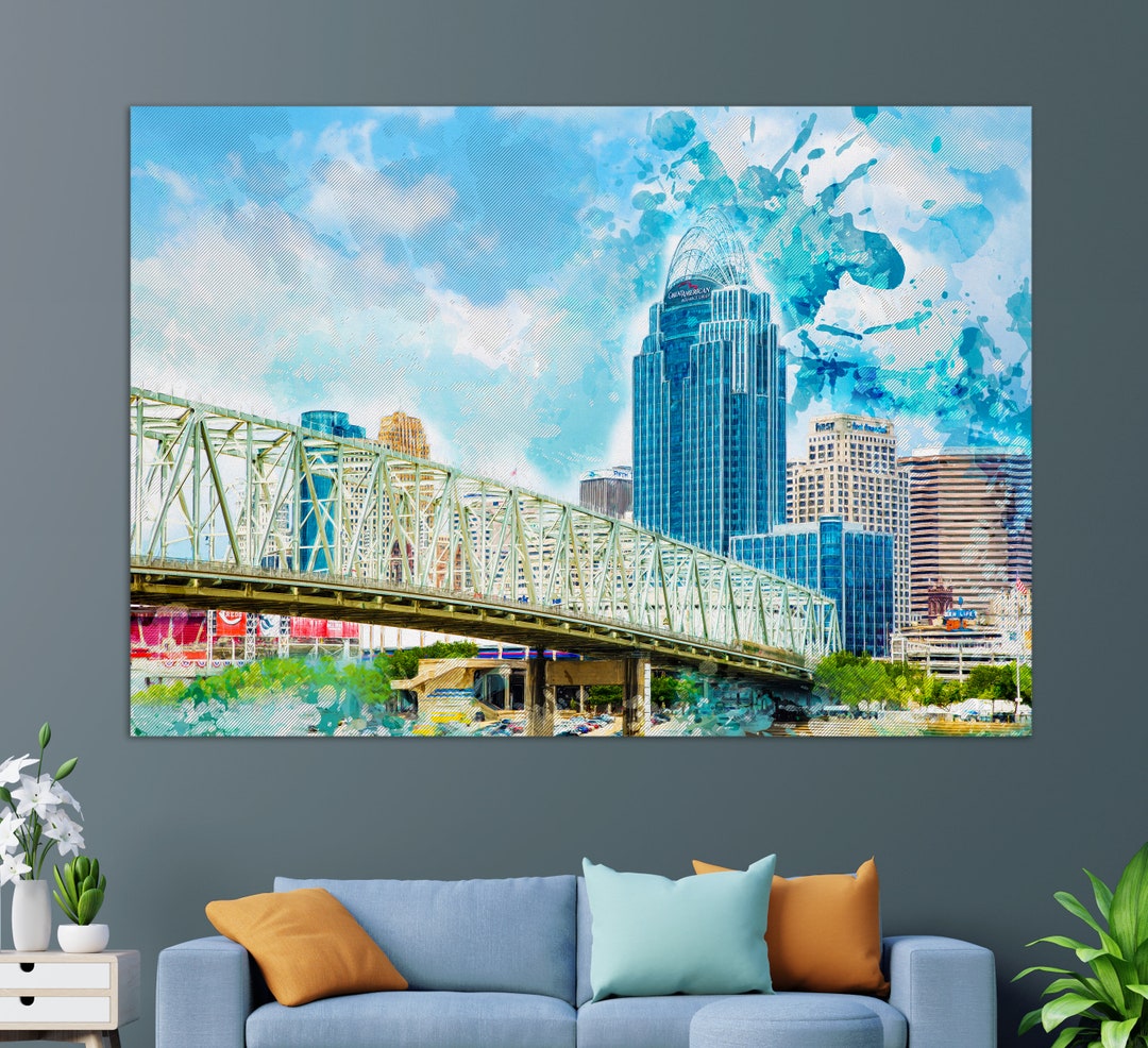 Cincinnati Wall Art, Abstract Cincinnati Canvas Print, Cincinnati ...