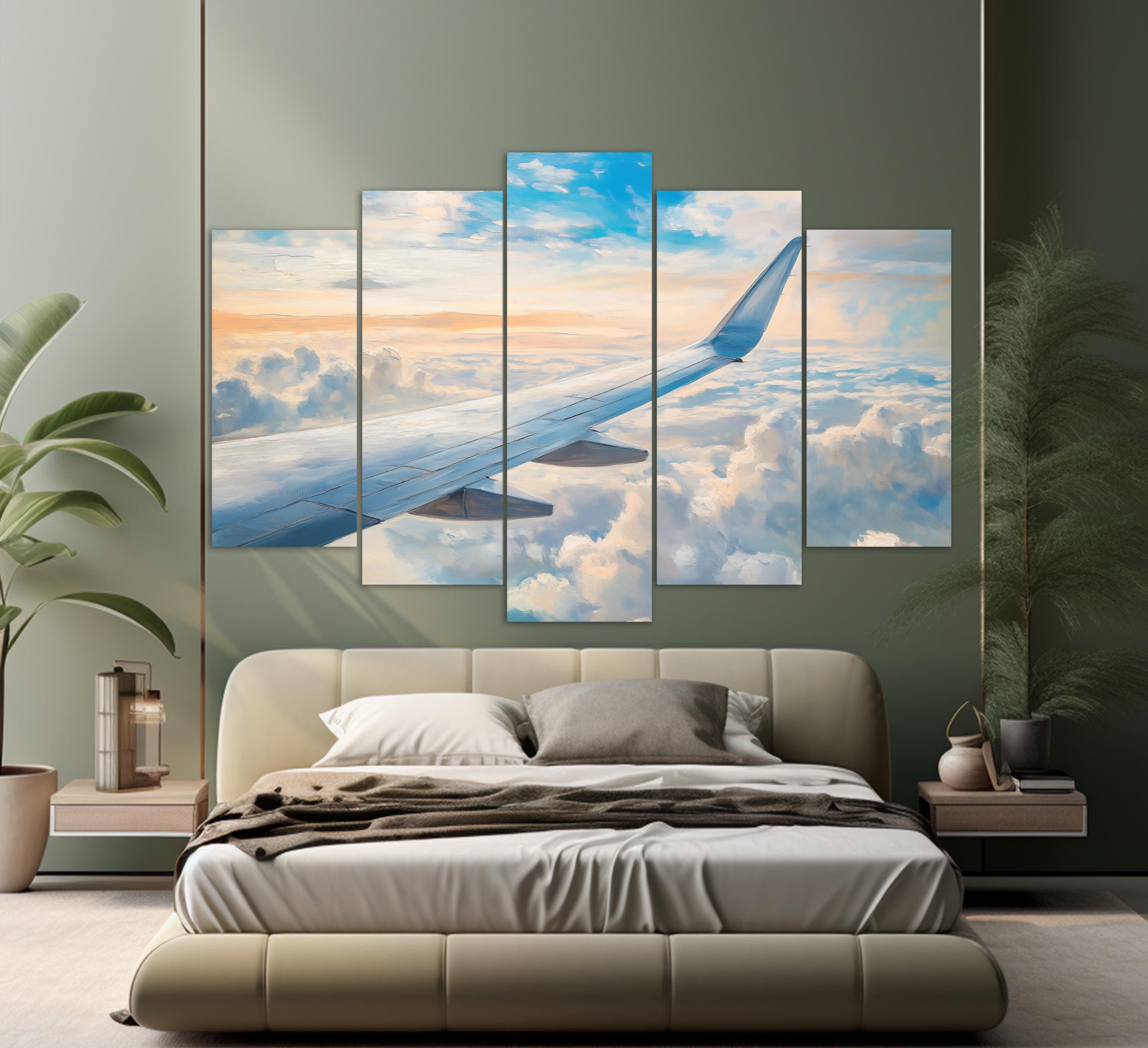 Airplane Wing Canvas Print, Pilot Gift, Sky From Aircraft Window View ...