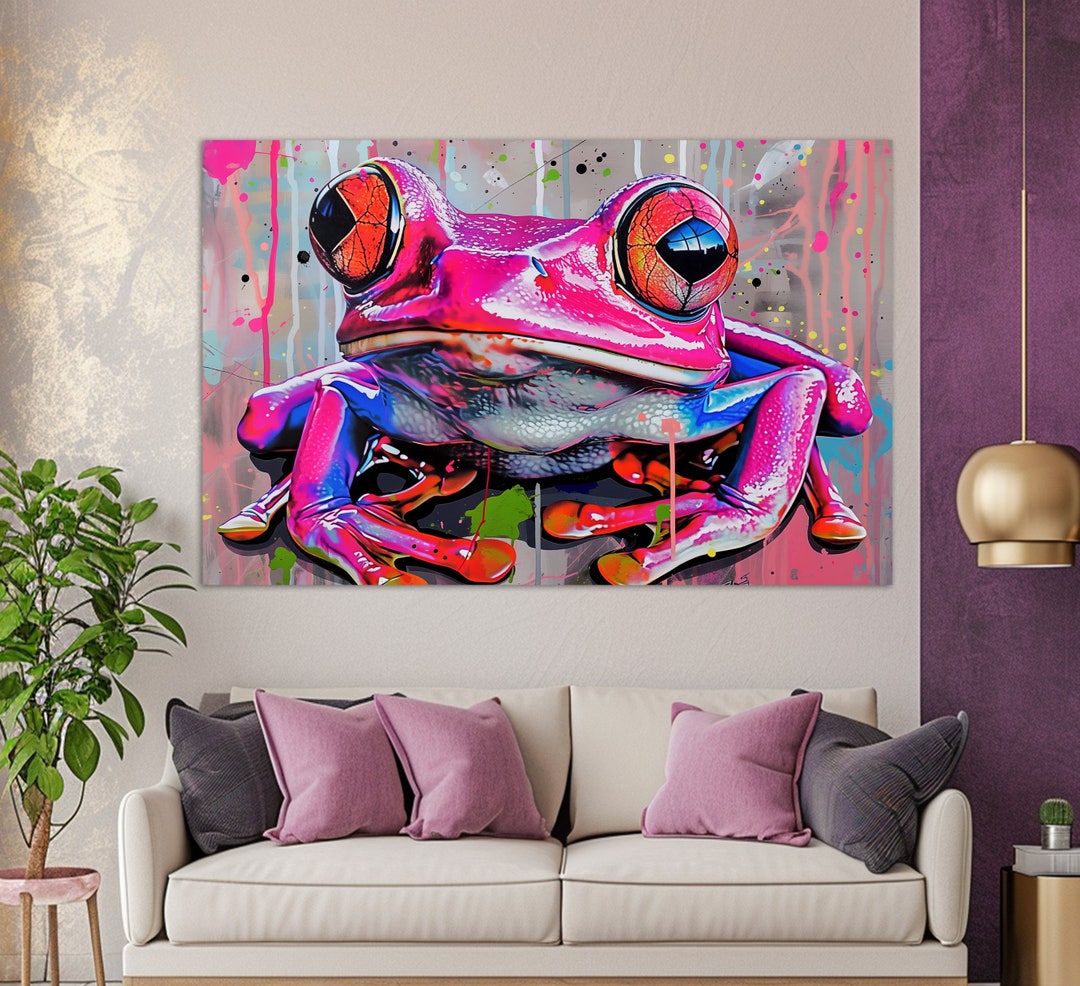 Abstract Frogs Canvas Print, Frogs Wall Art, Funny Frogs Painting ...
