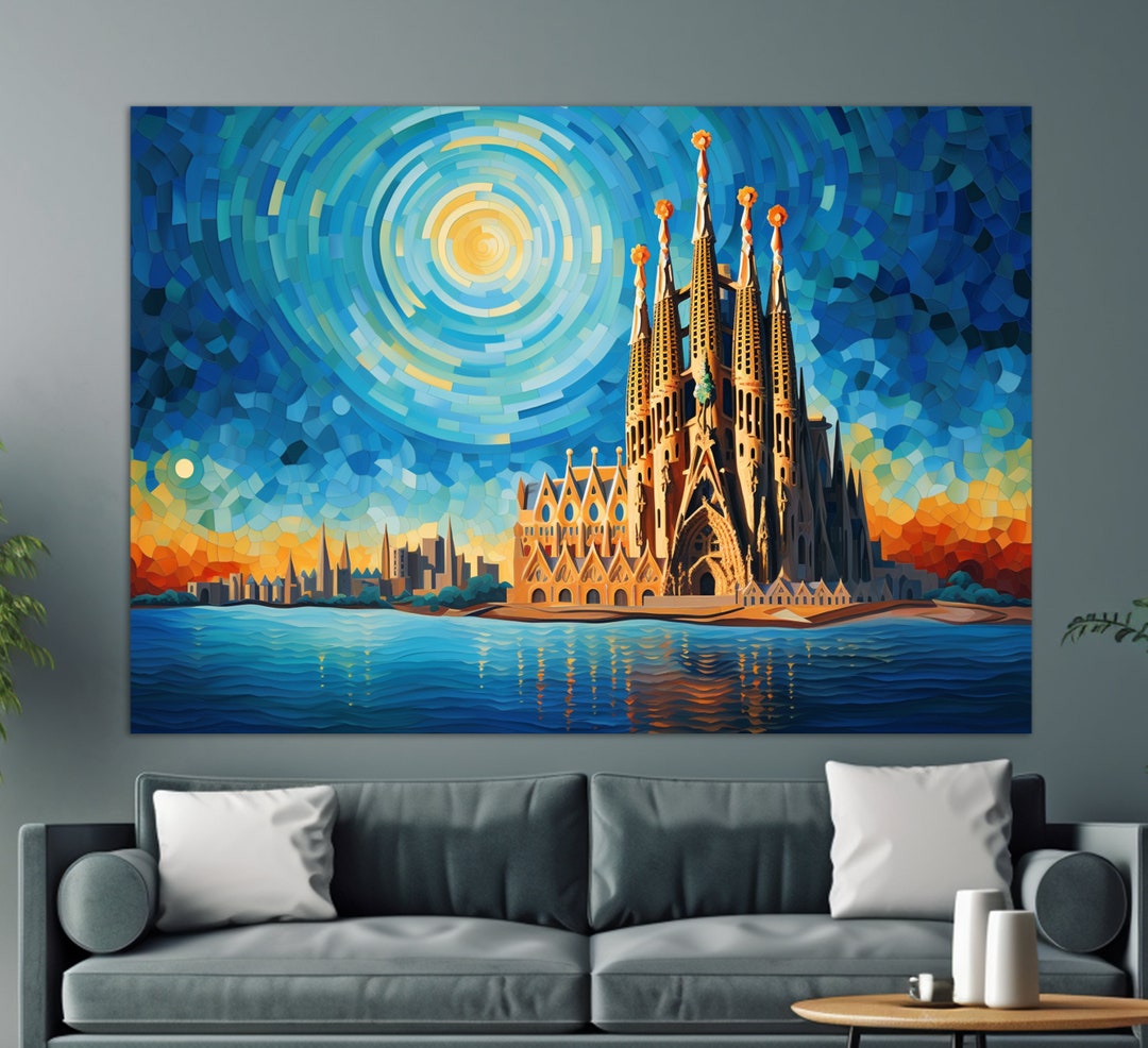 Sagrada Familia in Barcelona Abstract Canvas Print, Antoni Gaudí Wall ...