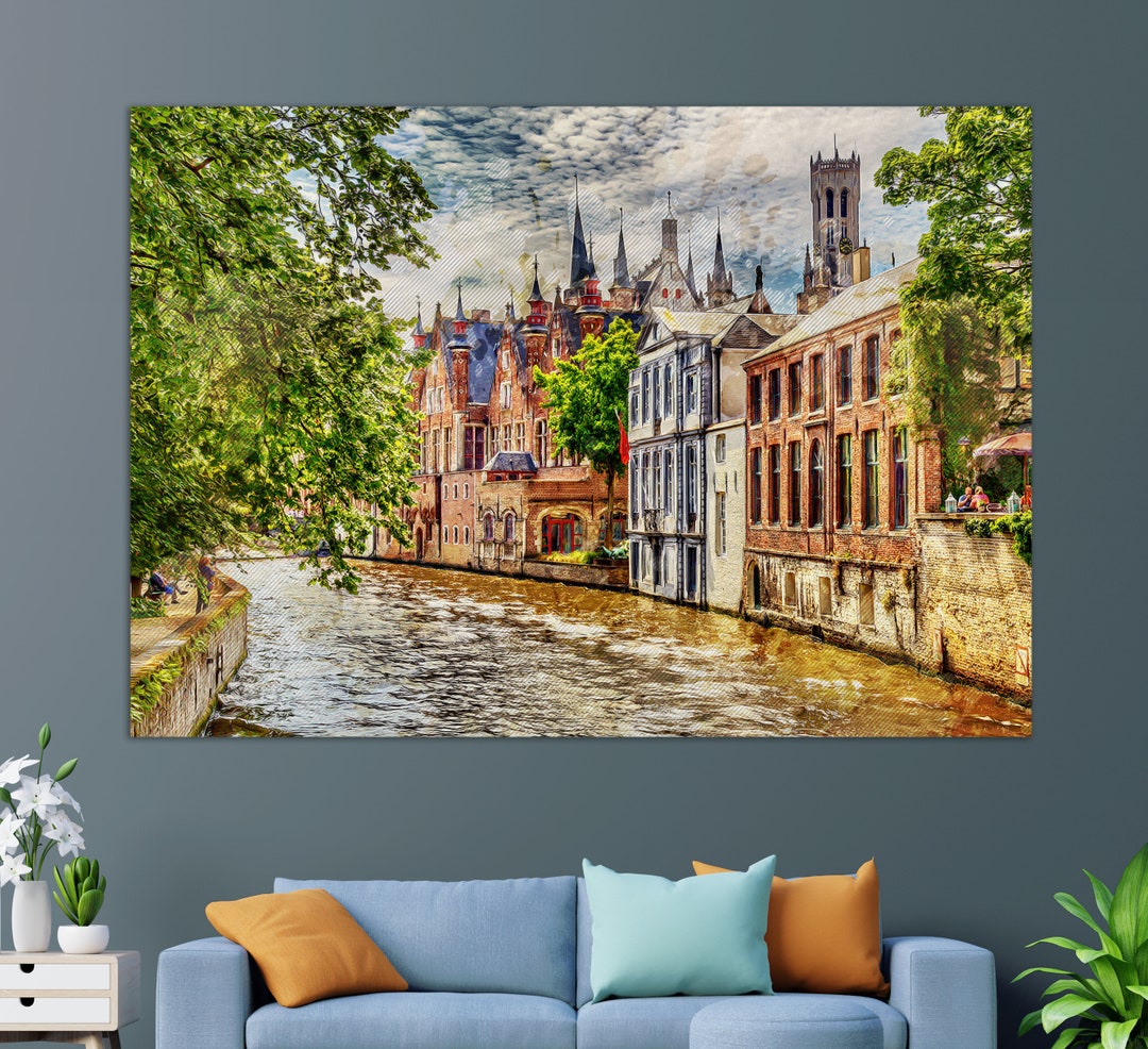 Bruges Wall Art, Bruges Painting, Bruges Canvas Print, Belgium Wall Art ...