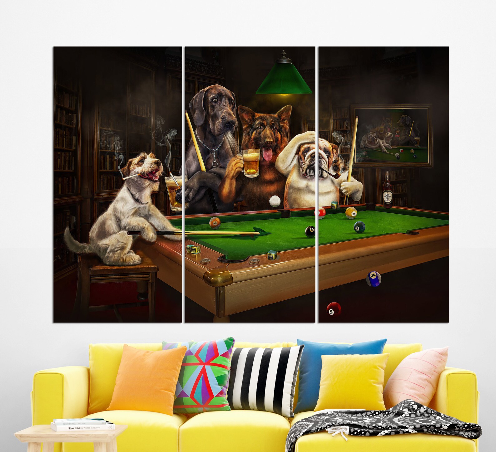 Dogs Playing Billiards Canvas Print Billiard Room Decor - Etsy