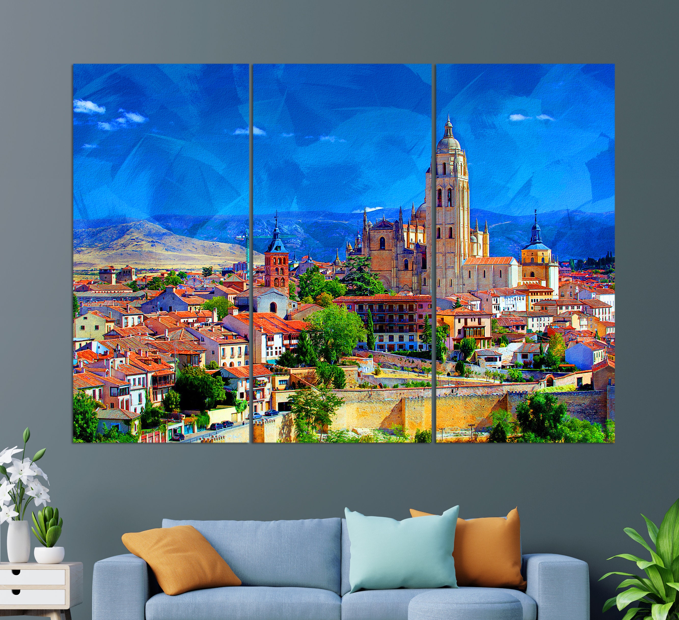 Segovia Canvas Print Segovia Painting Spain Print Segovia | Etsy