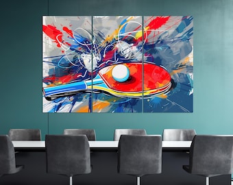 Abstract Table Tennis Canvas Print, Table Tennis Wall Art, Table Tennis ...
