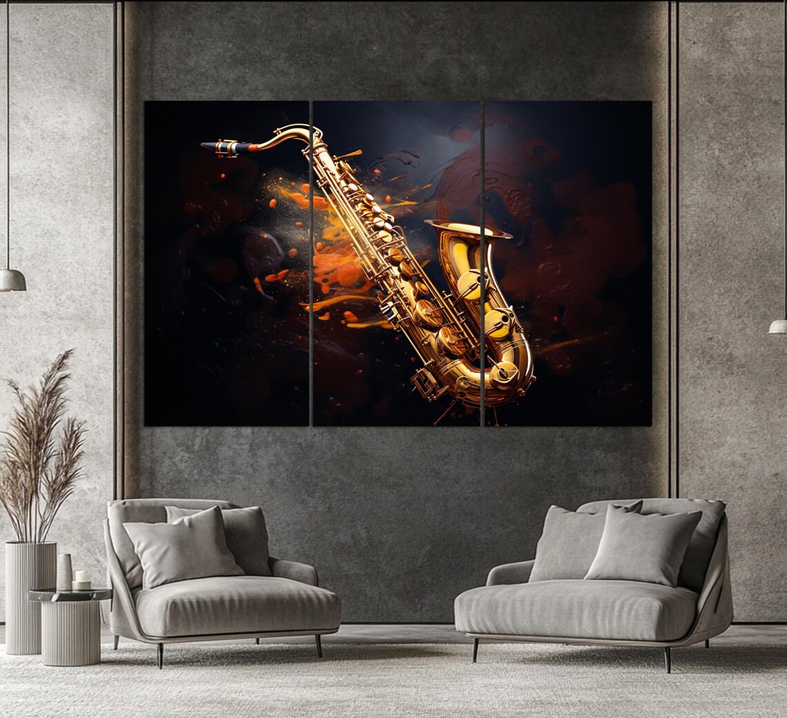 Abstract Saxophone Wall Art, Saxophone Canvas Print, Saxophone Painting ...