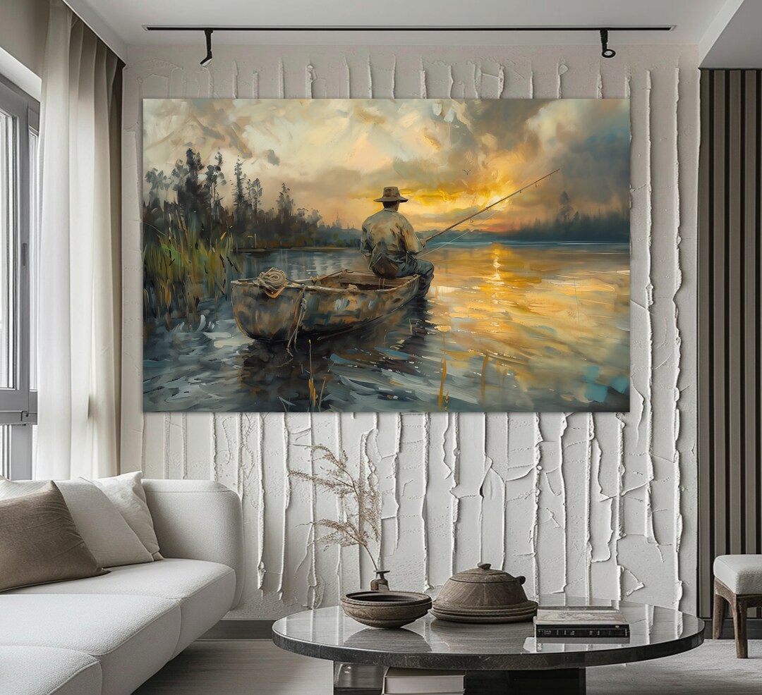 Fishing Wall Art, Fishing Canvas Print, Fishing Painting, Fisherman ...