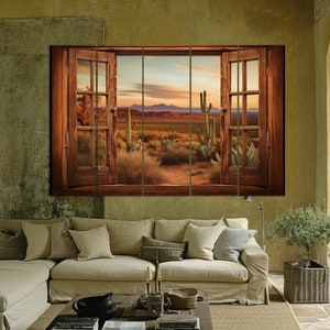 Window to Scenic Arizona Desert Canvas Print, Open Window Wall Art ...