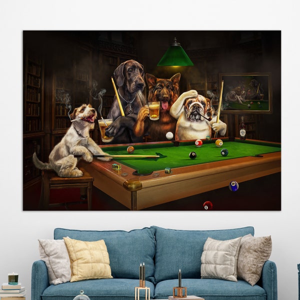 Dogs Playing Pool - Etsy