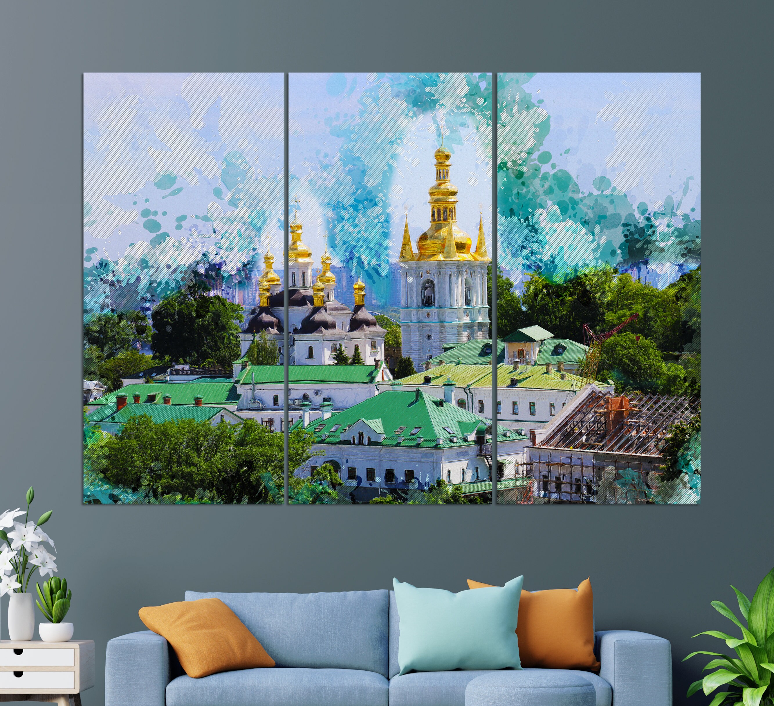 Kiev Pechersk Lavra Canvas Print, Abstract Kiev Painting, Kiev Wall Art ...