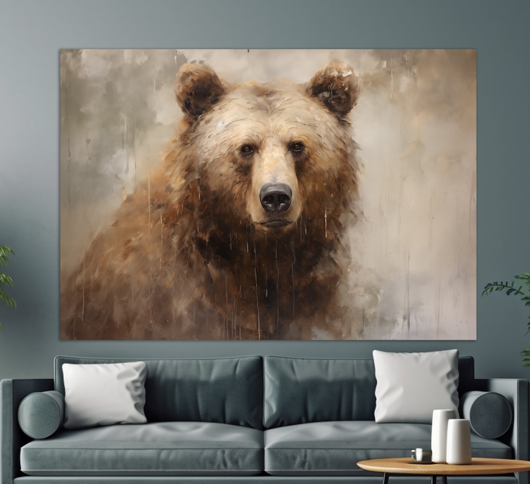 Brown Bear Abstract Painting, Bear Canvas Print, Bear Painting, Bears ...