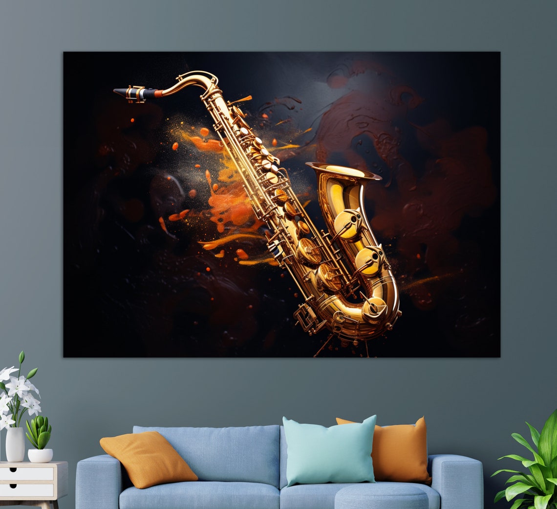 Abstract Saxophone Wall Art, Saxophone Canvas Print, Saxophone Painting ...