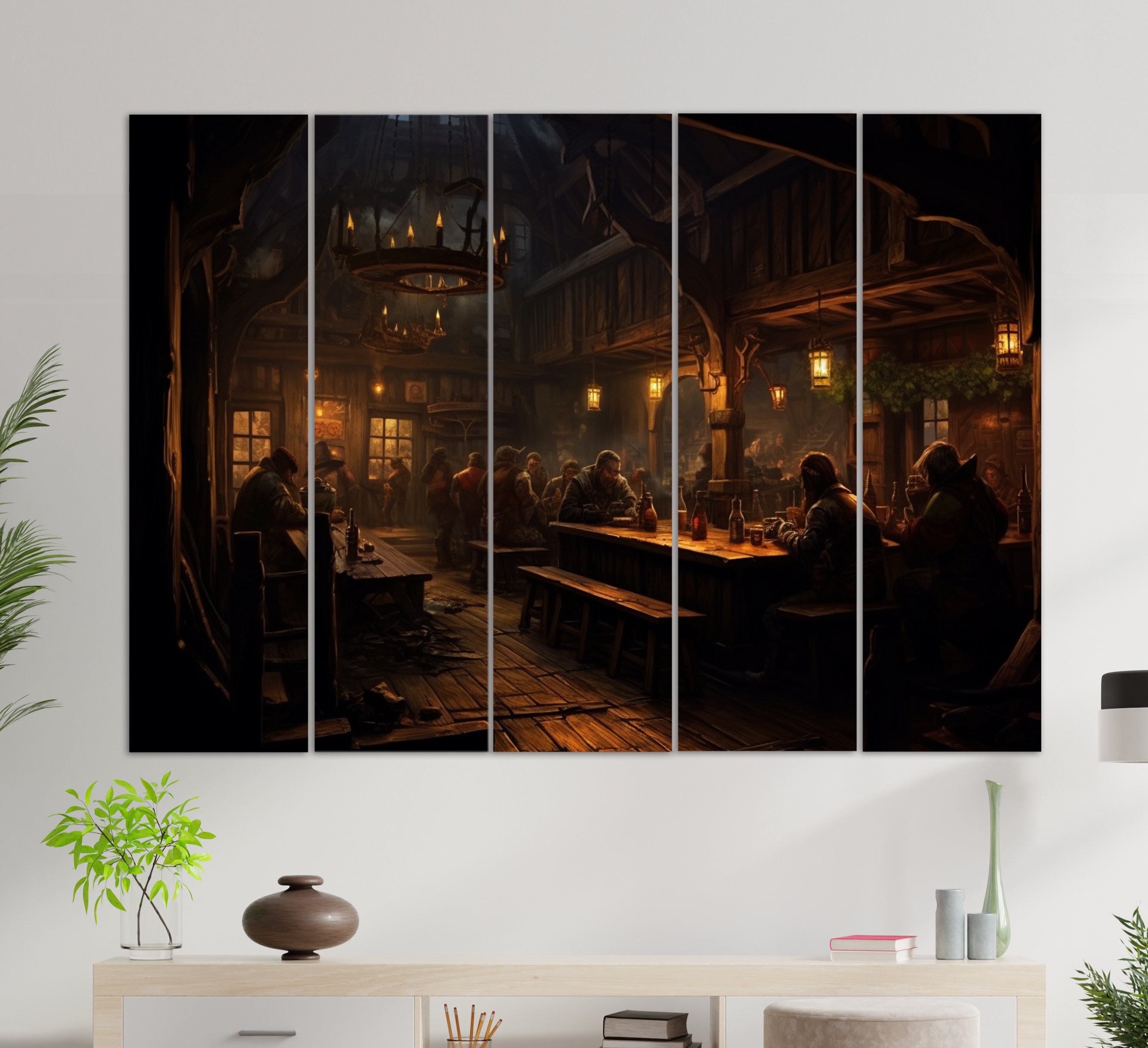 Vintage Pub Painting, Pub Wall Art, Abstract Pub Canvas Print, Man Cave ...