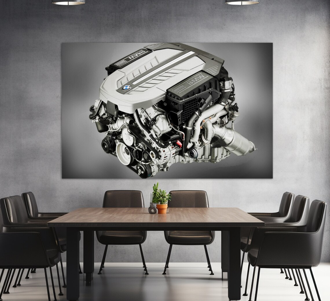 BMW Engine Canvas Print, BMW Engine Painting, BMW Wall Art, Workshop ...
