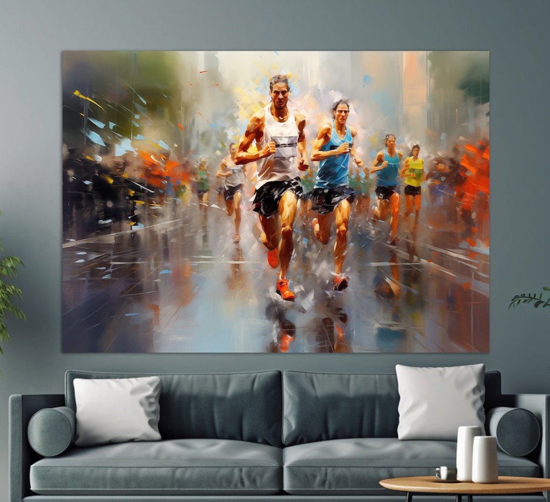 Abstract Running Canvas Art, Running Painting, Running Canvas Print ...