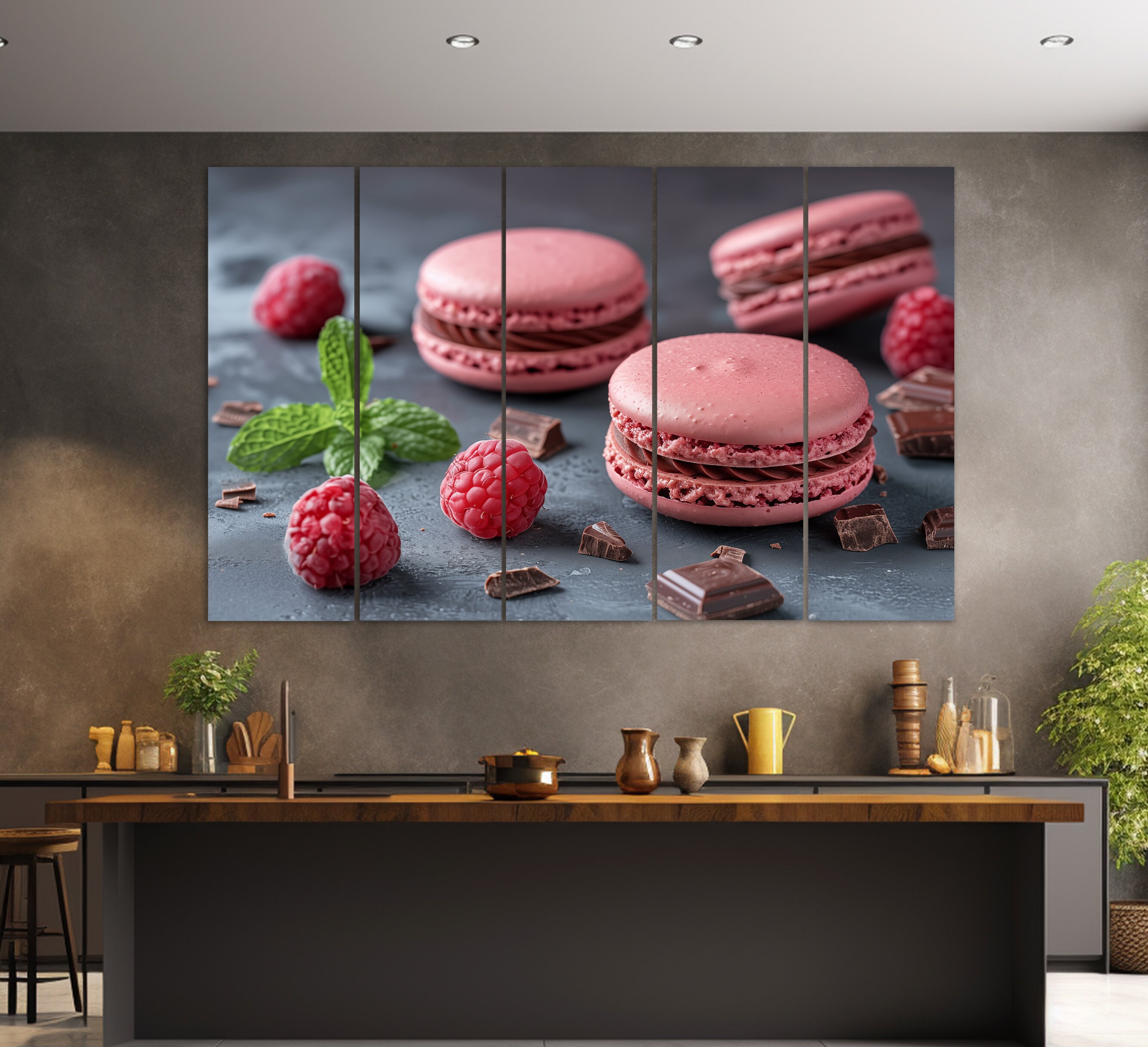 Raspberry Macarons Canvas Print, Sweets Wall Art, Sweet Tooth Gift ...