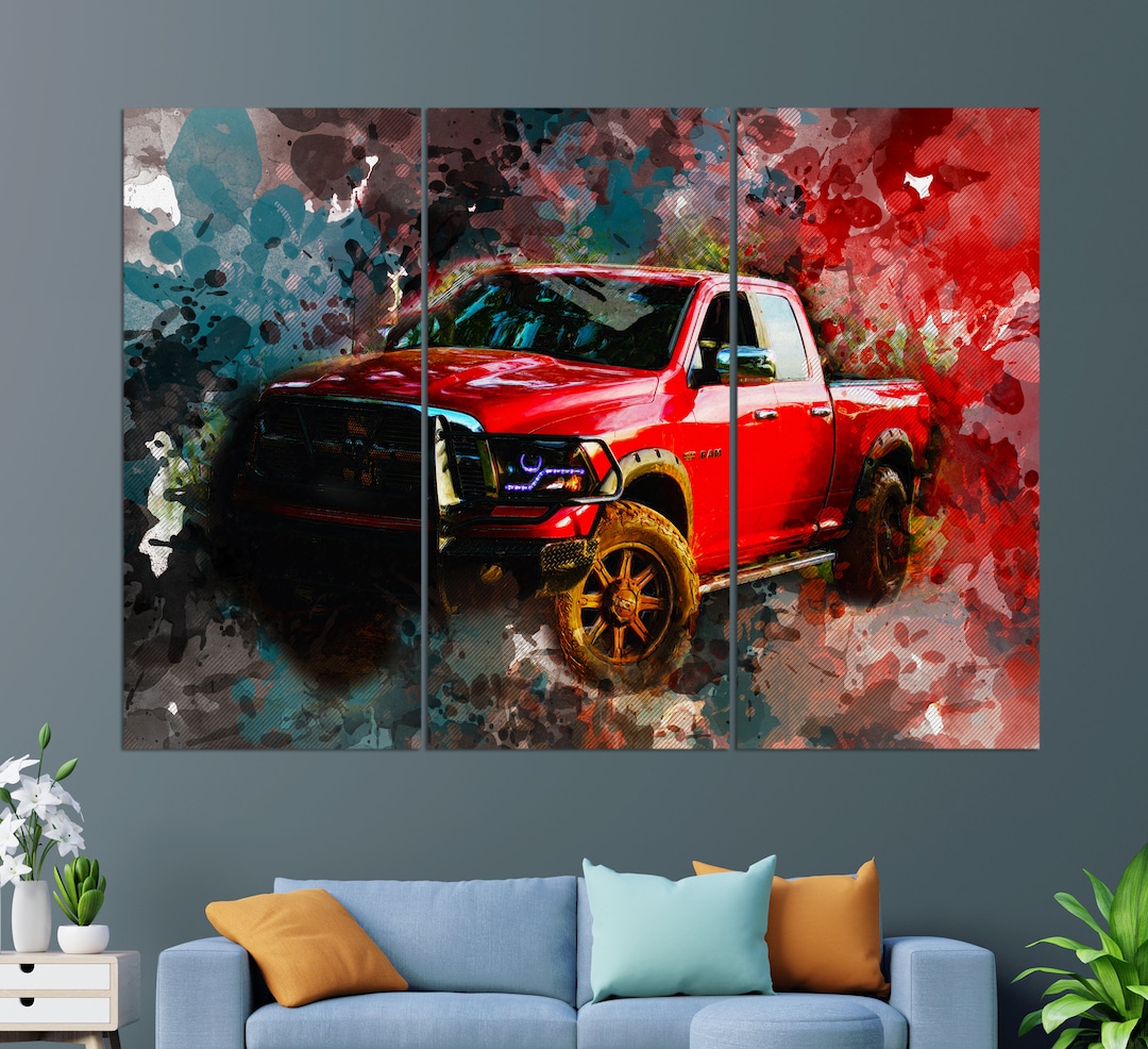 Dodge Ram Canvas Print, Dodge Ram Painting, Abstract Trucks Wall Art ...